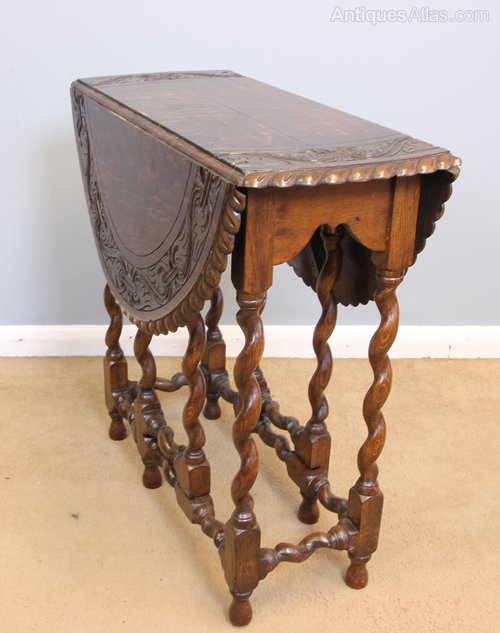 Carved Oak Gateleg Drop Leaf Occasional Table as105a2926 / 11992 ...