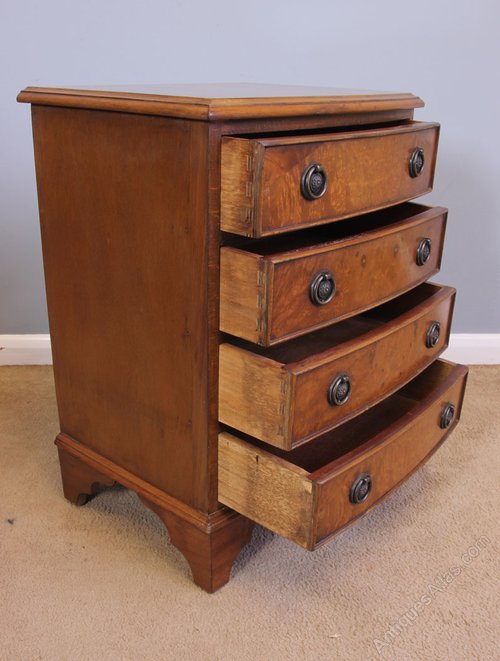 Antiques Atlas - Small Burr Walnut Bedside Chest Of Drawers.