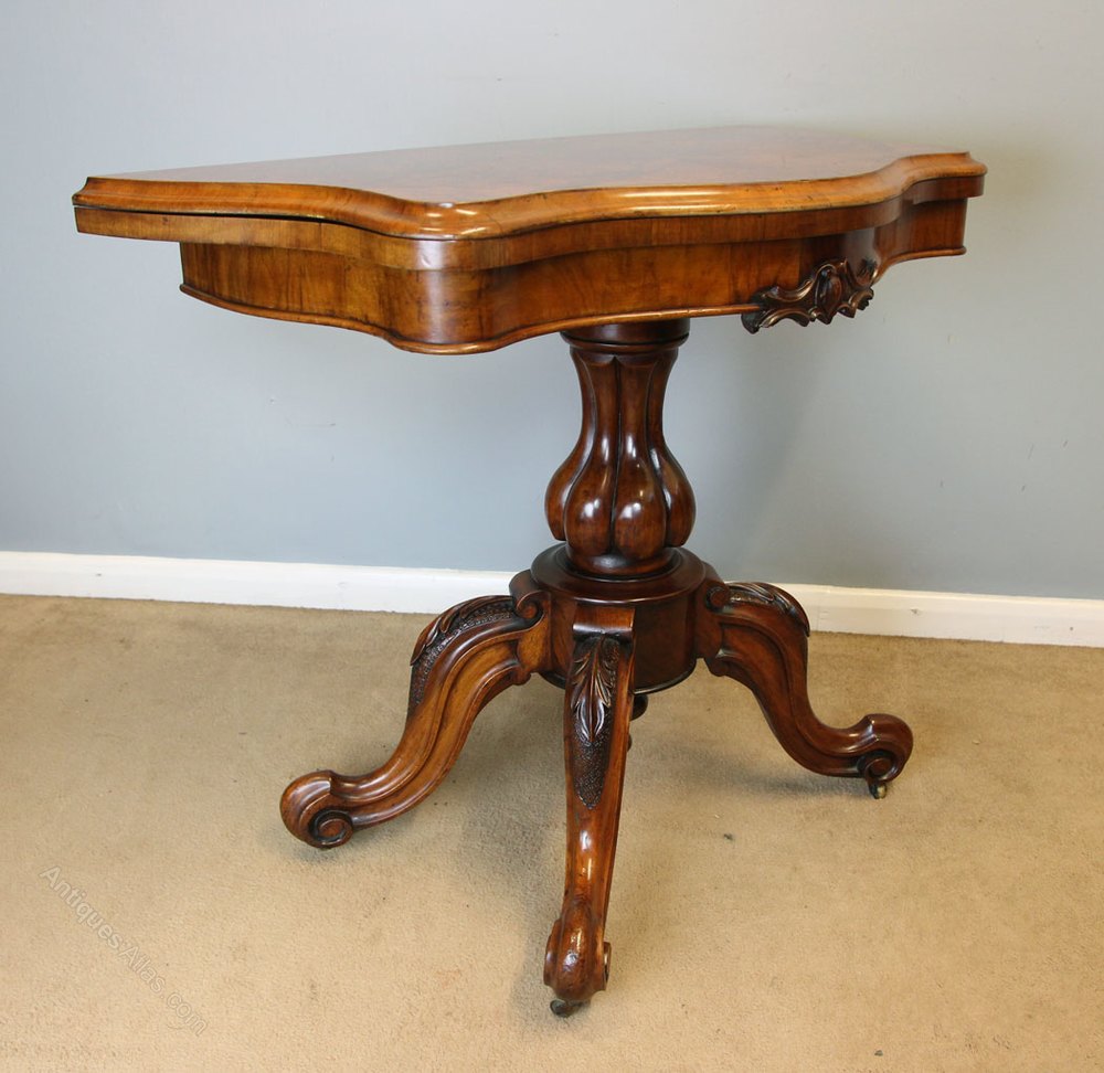 Victorian Burr Walnut Card Games Table - Antiques Atlas