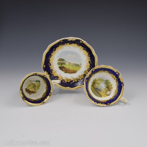 Antiques Atlas - Grainger Worcester Porcelain Landscape Trio