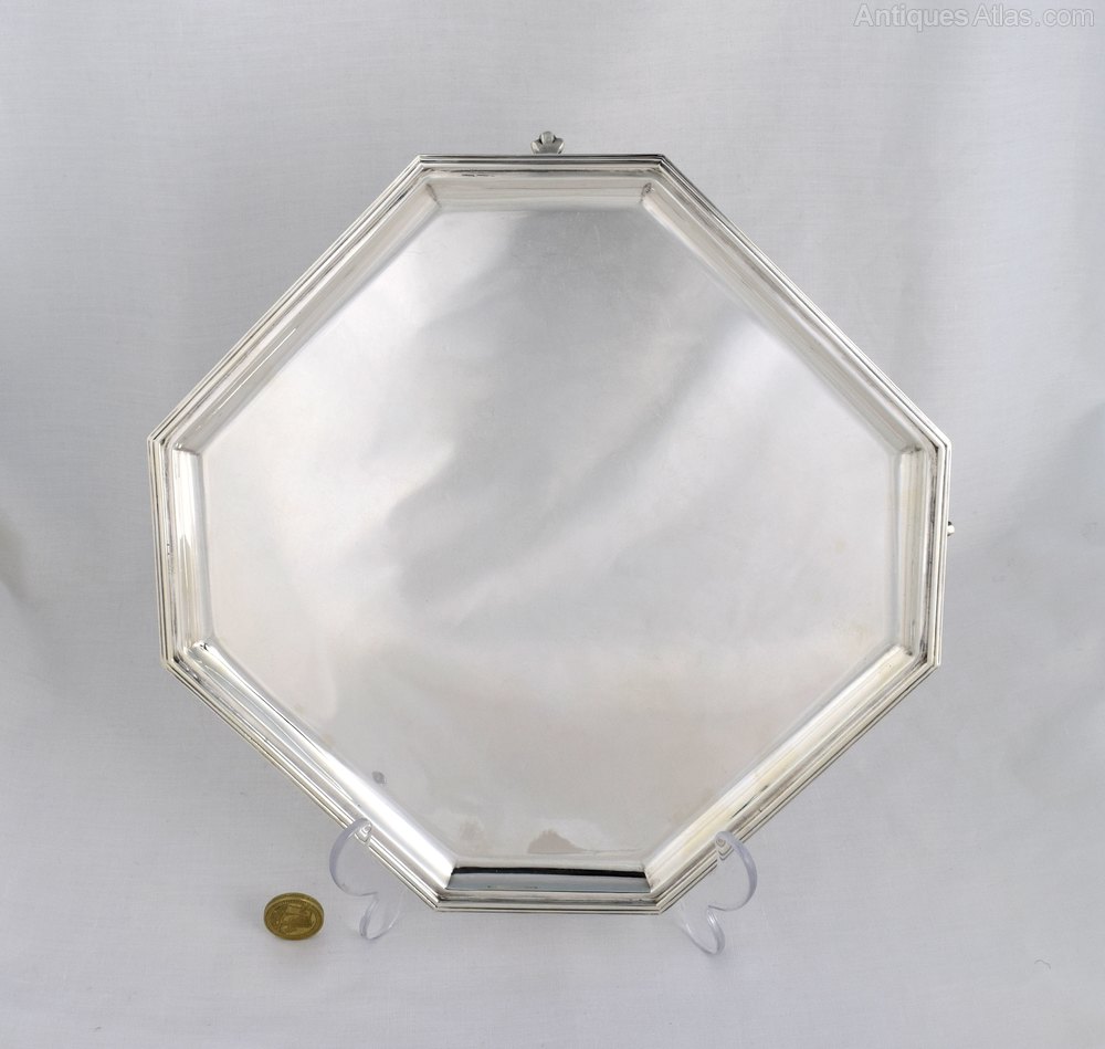 Antiques Atlas - Large Art Deco Octagonal Silver Salver G&S'Smiths