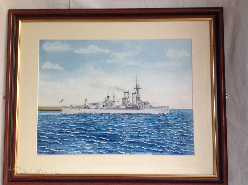 Antiques Atlas - Cyril Print Watercolour "HMS King George V, 1920"