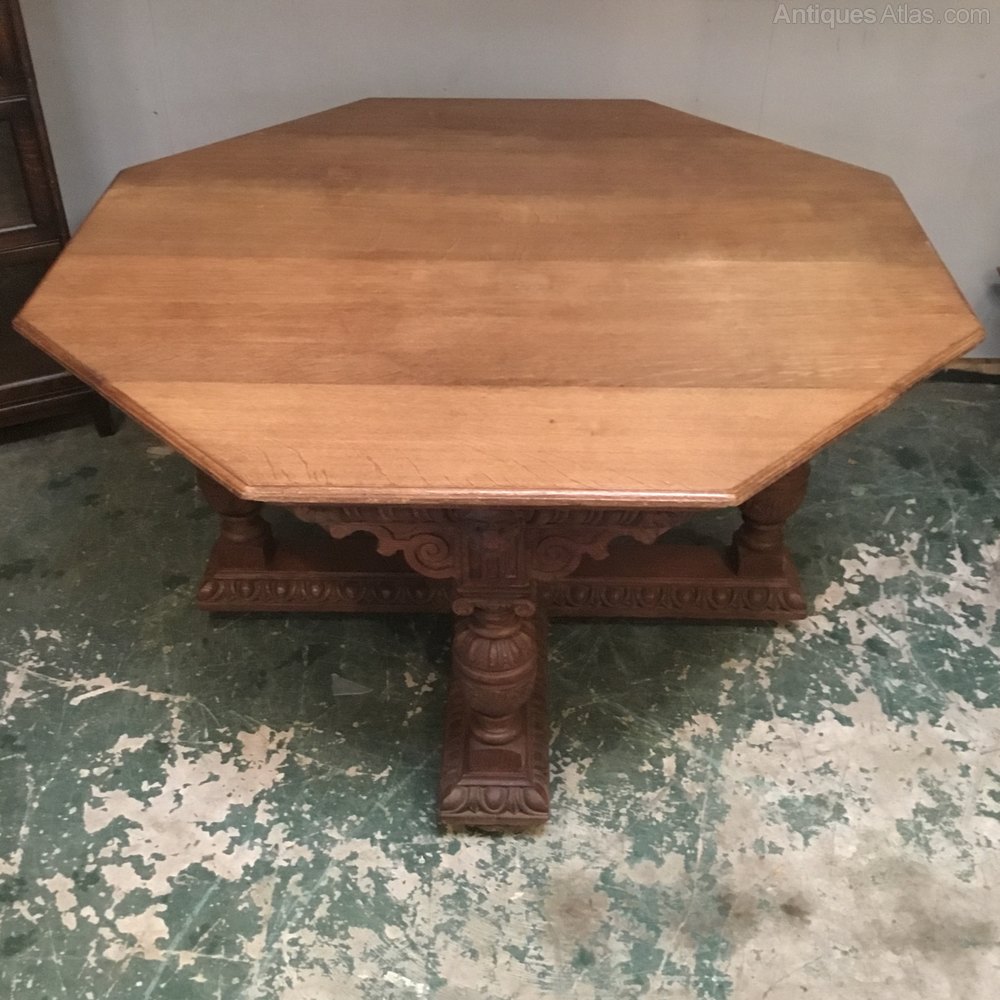 Early 20th C Oak Hexagonal Dining Table - Antiques Atlas