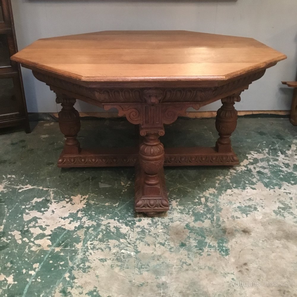 Early 20th C Oak Hexagonal Dining Table - Antiques Atlas