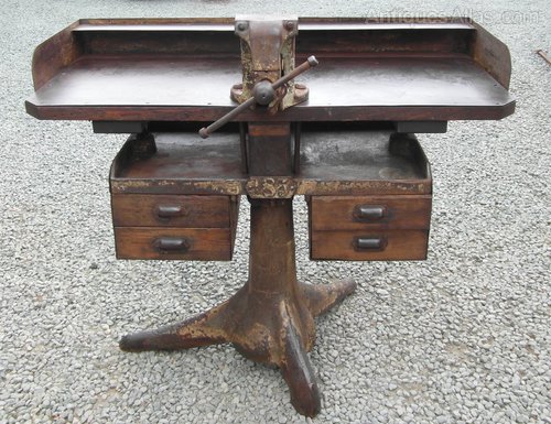Vintage Industrial Work Bench - Antiques Atlas