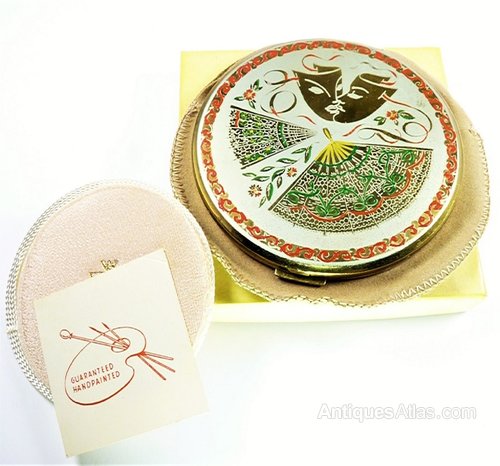 Antiques Atlas - 1950s Kigu Mask Compact With Box Puff Pouch