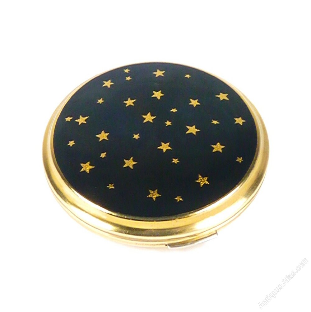 Antiques Atlas - Black Enamel Stratton Golden Star Compact Mirror ...