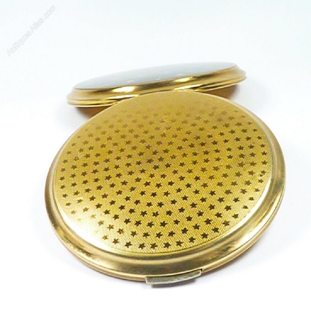 Antiques Atlas - Black Enamel Stratton Golden Star Compact Mirror ...