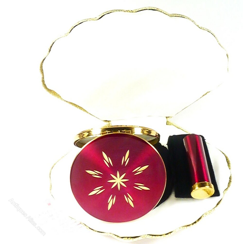 Antiques Atlas - Crimson And Gold Regent Of London Vanity Set as395a2771