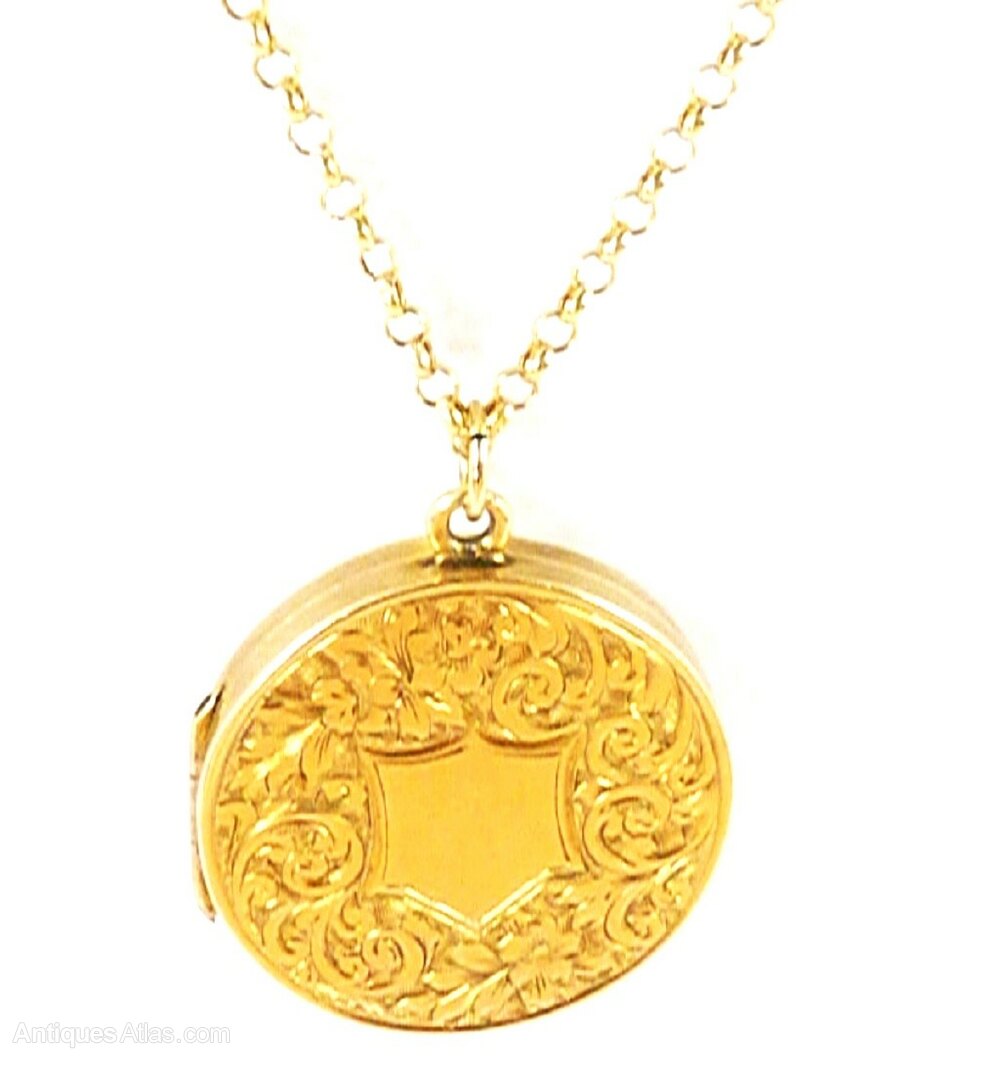Antiques Atlas - Ornate Antique Solid Gold Locket Necklace as395a2741