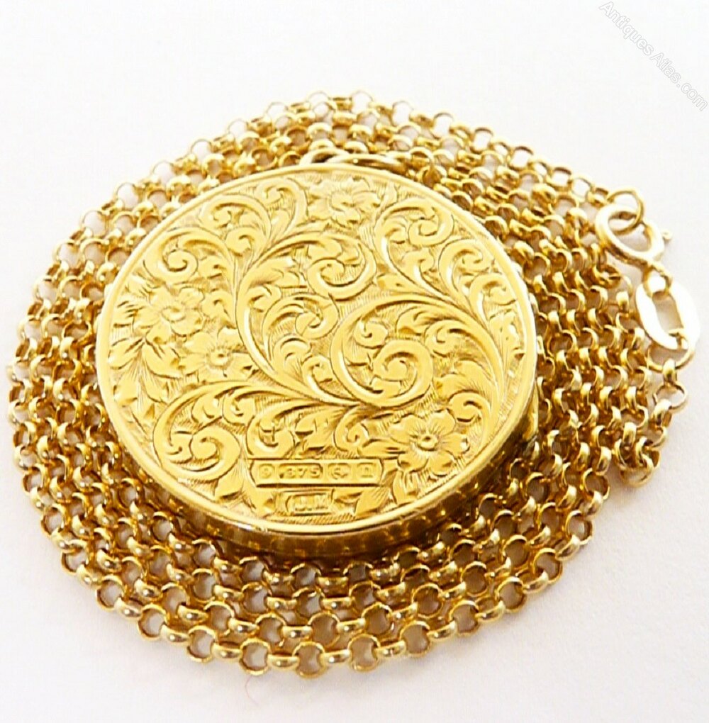 Antiques Atlas - Ornate Antique Solid Gold Locket Necklace as395a2741