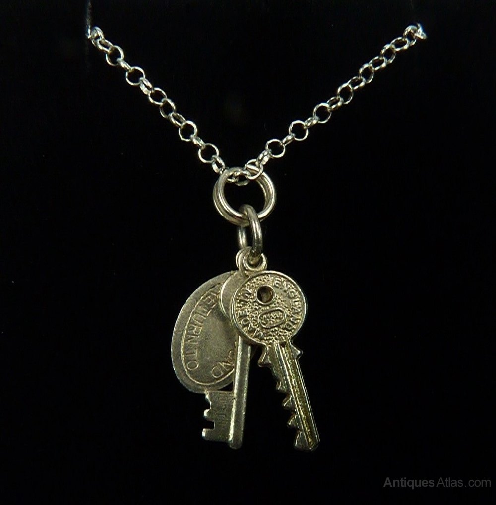 Antiques Atlas - Sterling Silver Key Fob Lucky Necklace 1970s