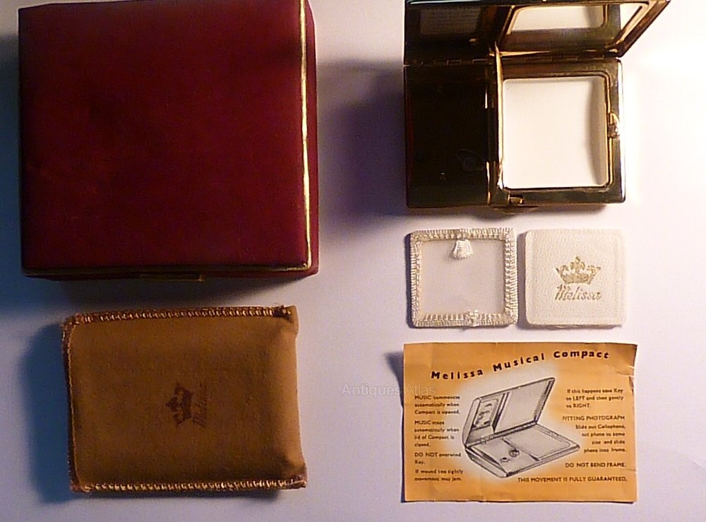 Antiques Atlas - UNUSED Cased Melissa Musical Powder Box 1950s