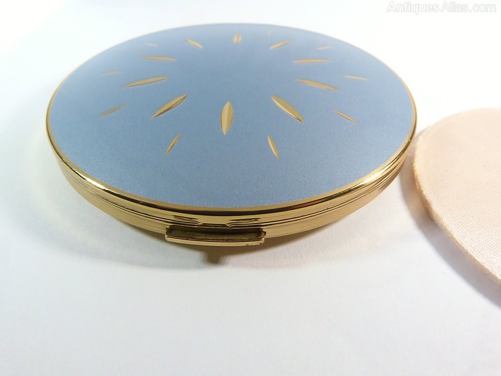 Antiques Atlas - Unused Blue Enamel Stratton Compact