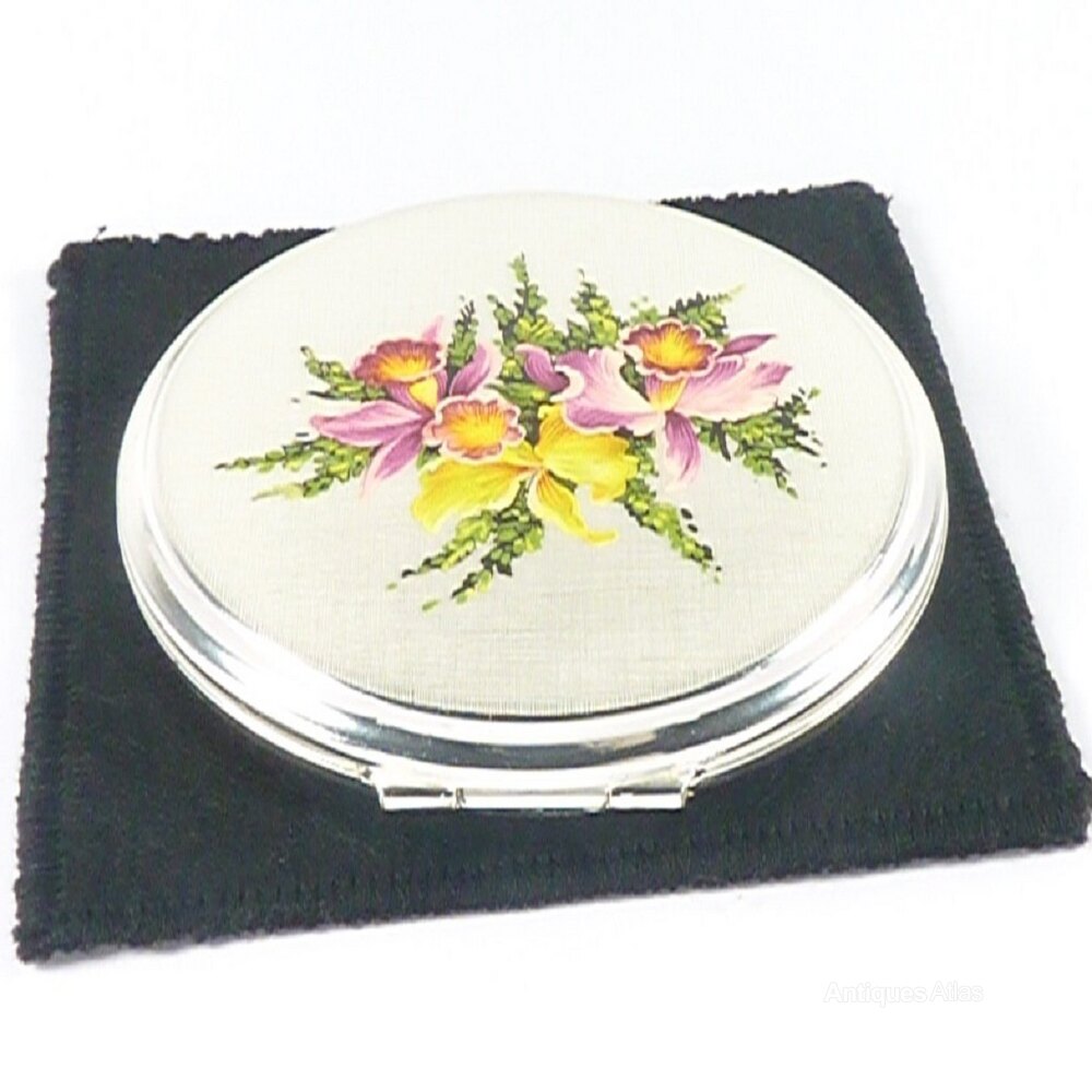 Antiques Atlas - Unused Floral Stratton Makeup Mirror 1970s as395a2837