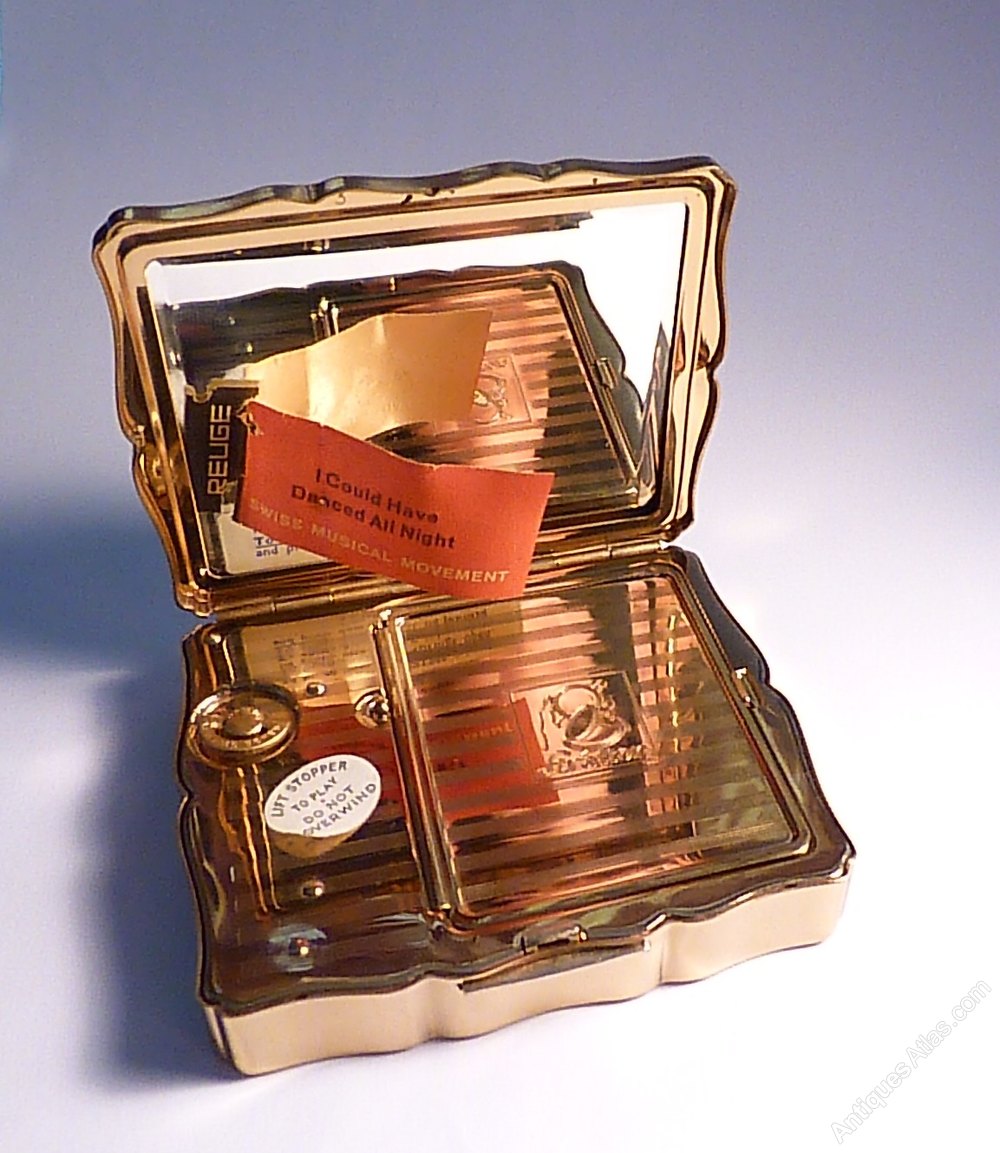 Antiques Atlas - Unused Musical Enamel Stratton Powder Box 1950s