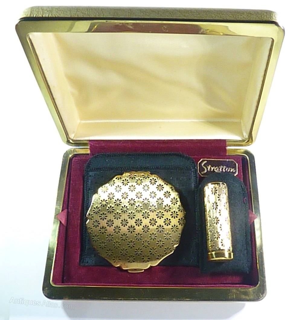 Antiques Atlas - Unused Stratton Vanity Set Compact / Lipstick