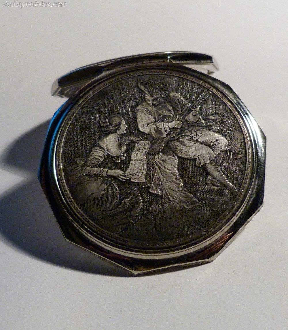 Antiques Atlas - Vintage Silver Plated Powder Compact Romantic Gift