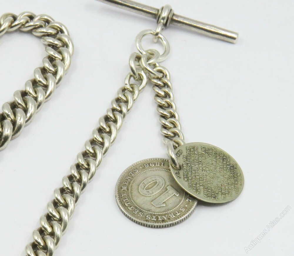 Antiques Atlas - 1917 Silver Watch Chain By Edwin Page, With Fobs