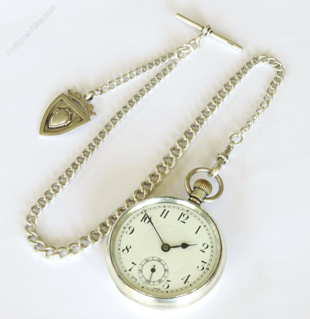 Antiques Atlas - 1931 Silver Derrick Pocket Watch With Chain as170a13683