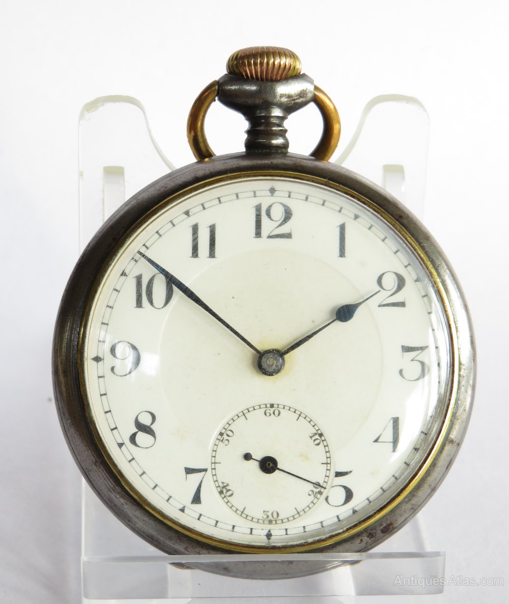 Antiques Atlas - 1940s Gun Metal Pocket Watch By Rotherham & Sons