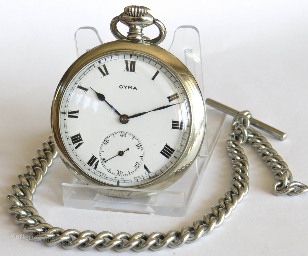 Antiques Atlas - A 1920s Cyma Pocket Watch With Chain.