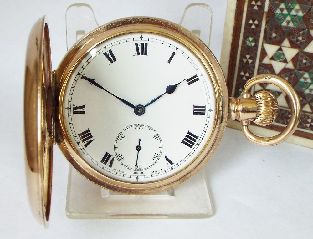 Antiques Atlas - A 1920s Semloh Full Hunter Pocket Watch By Cyma.