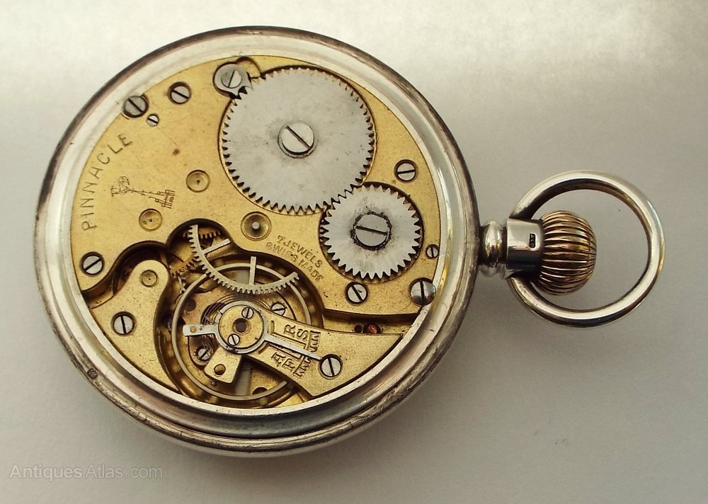 Antiques Atlas - A 1932 Silver Pinnacle Stem Winding Pocket Watch.