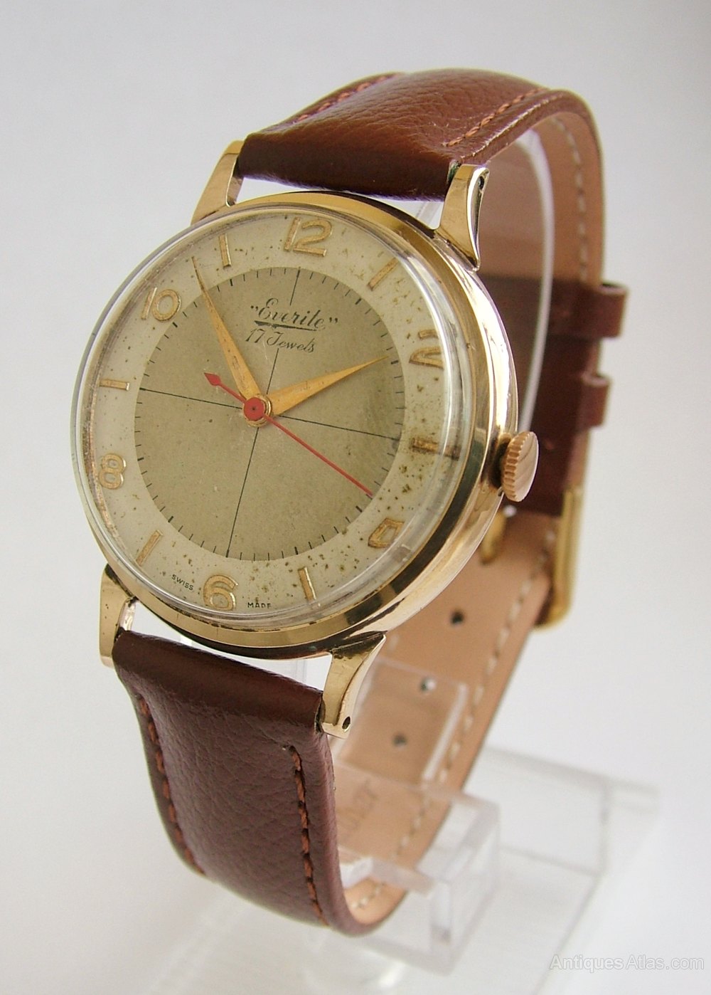 Antiques Atlas - A Gents 9 Carat Gold Everite Wrist Watch, 1960