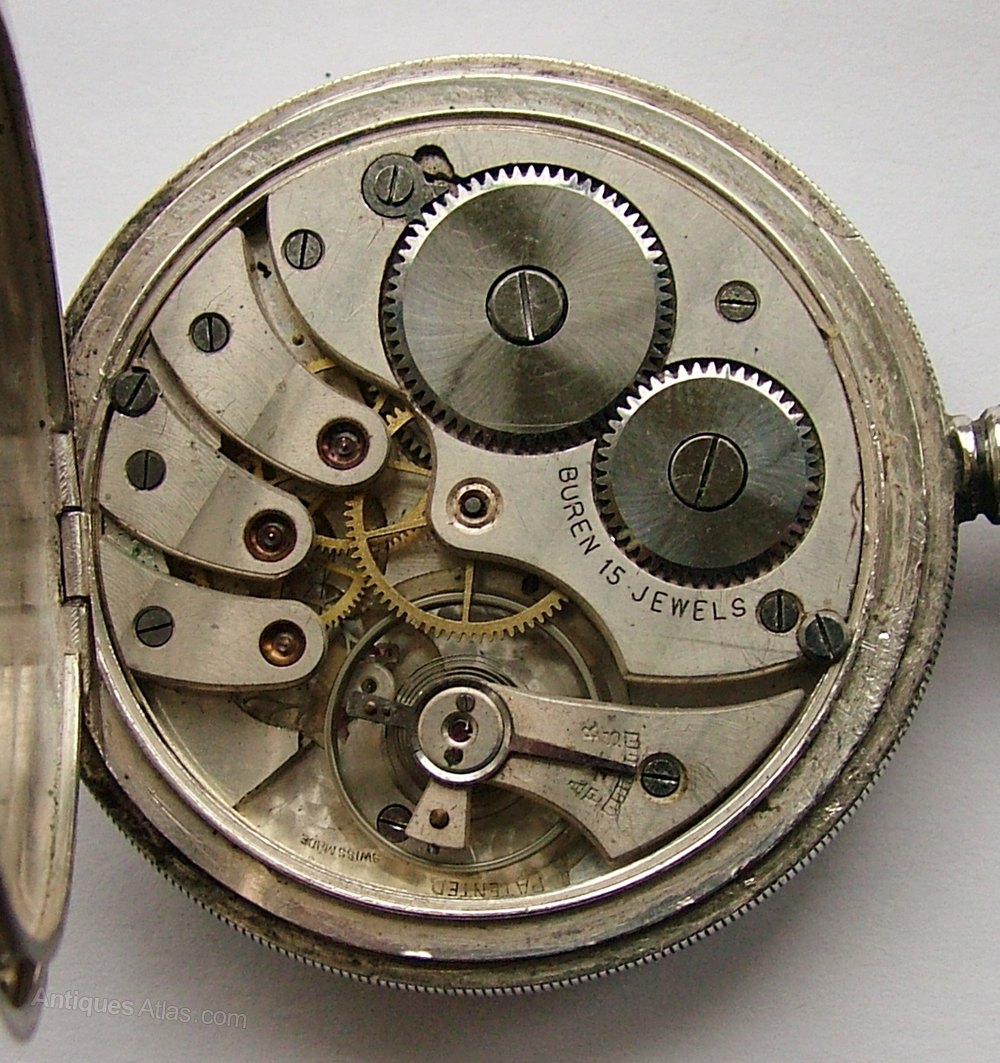 Antiques Atlas - A Silver 1930s Buren Pocket Watch