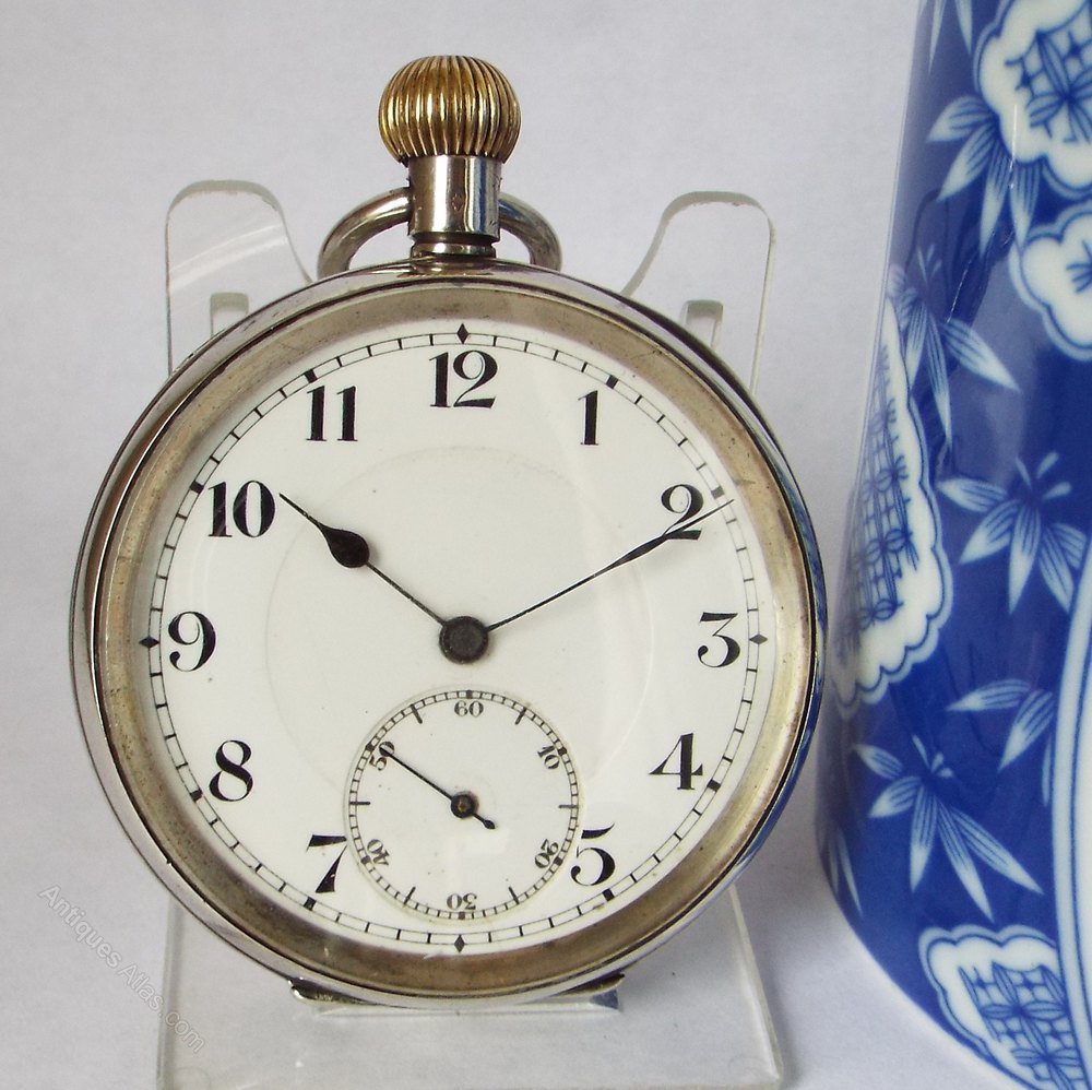 Antiques Atlas - Antique 1919 Nidor Silver Pocket Watch.