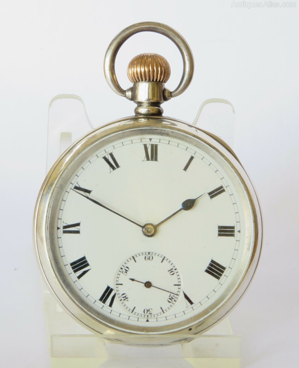 Antiques Atlas - Antique English Silver Pocket Watch, 1913. as170a12904