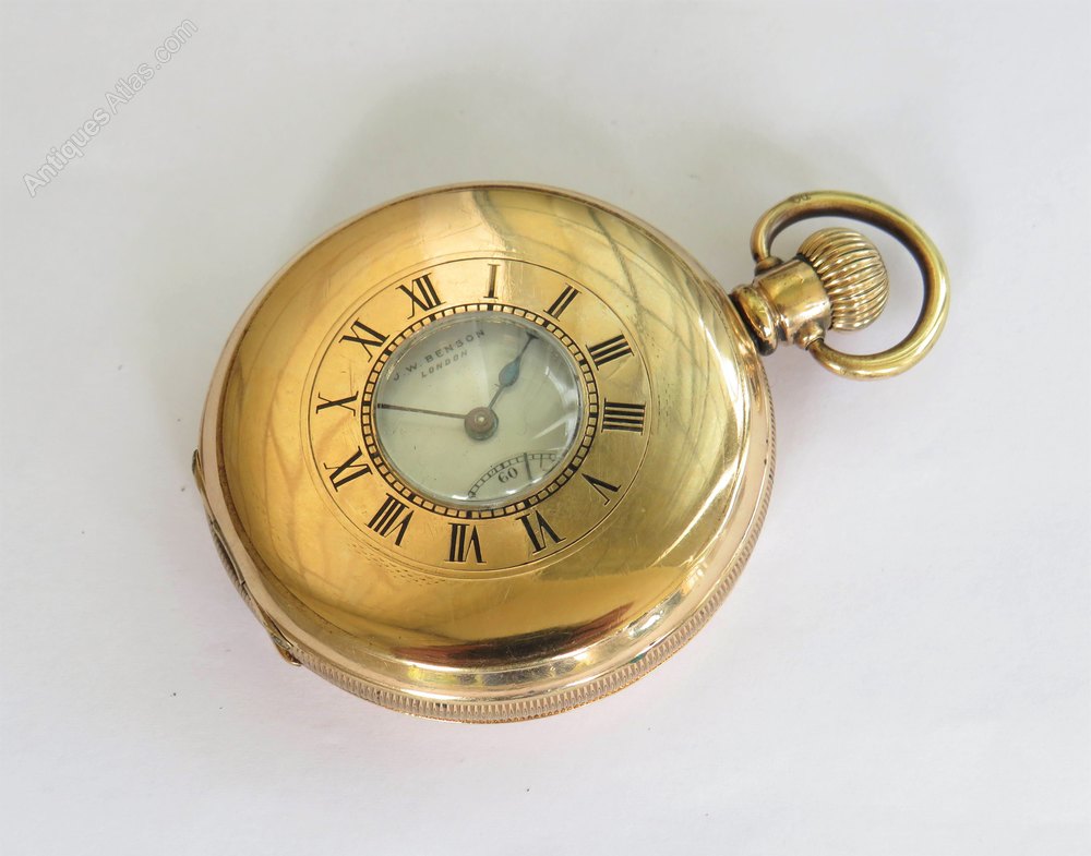 Antiques Atlas - Antique J W Benson Half Hunter Pocket Watch