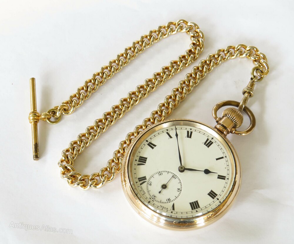 Antiques Atlas - Antique Minerva Pocket Watch With Chain as170a14524