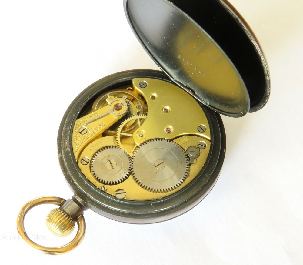 Antiques Atlas - Antique Omega Gun Metal Pocket Watch And Chain as170a13580
