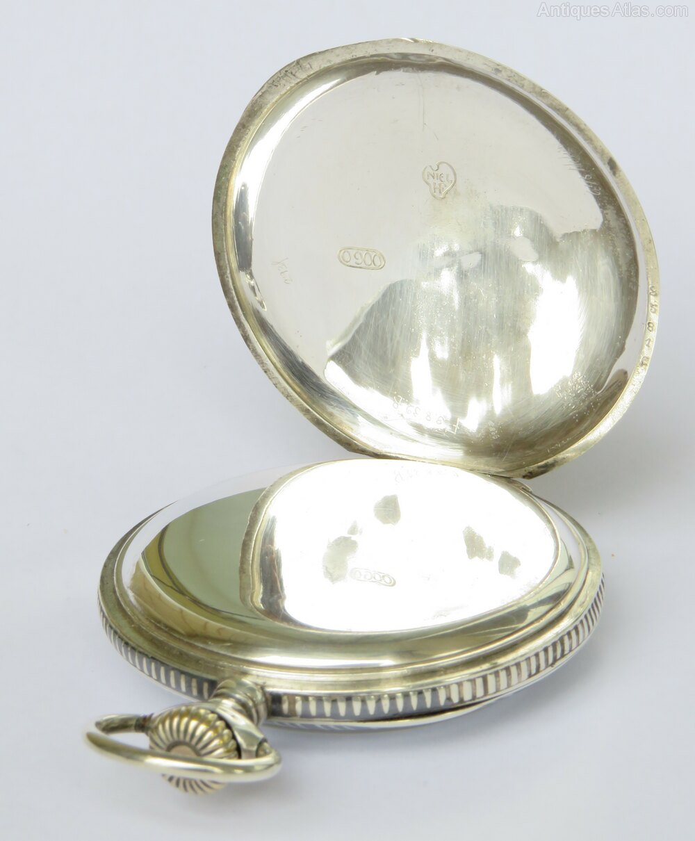 Antiques Atlas - Antique Tavannes Silver Niello Pocket Watch as170a14161