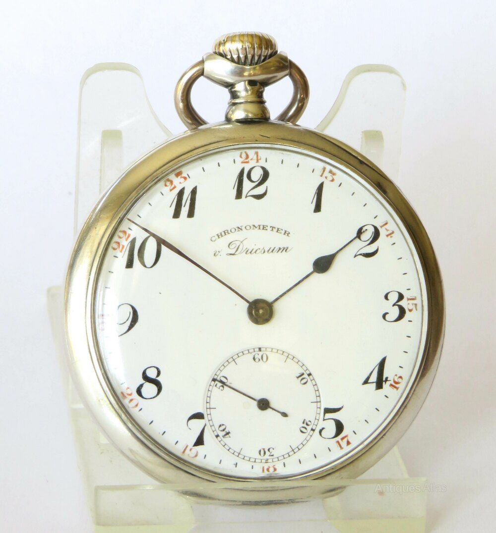 Antiques Atlas - Antique Silver Chronometer V Driesum Pocket Watch ...