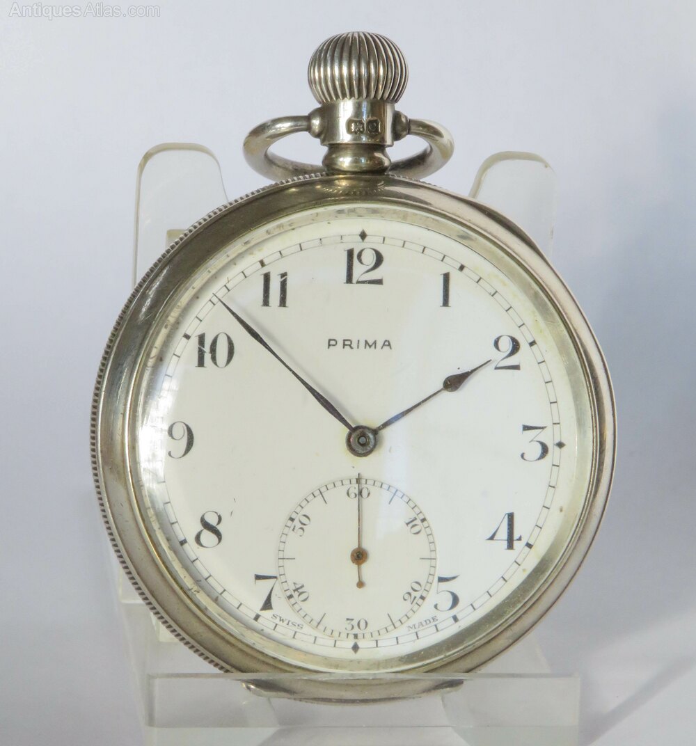 Antiques Atlas - Antique Silver Revue Prima Pocket Watch, 1927