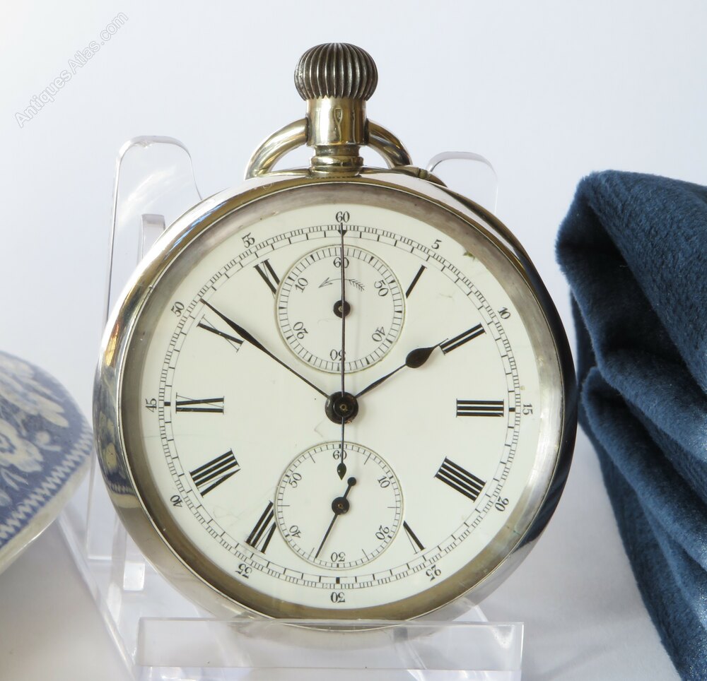 Antiques Atlas - Antique Silver Stauffer IWC Chrono Pocket Watch ...