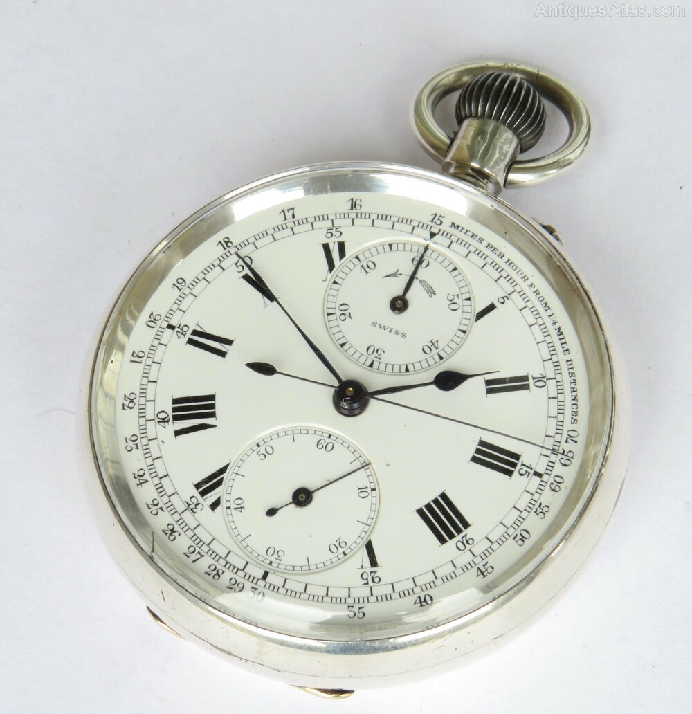 Antiques Atlas - Antique Silver Stauffer Chronograph Pocket Watch ...