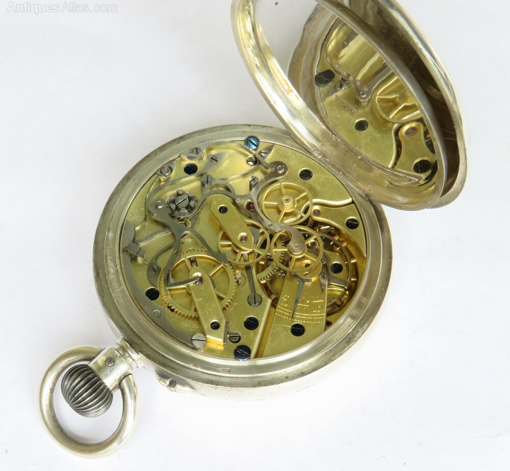 Antiques Atlas - Antique Silver Stauffer Chronograph Pocket Watch ...