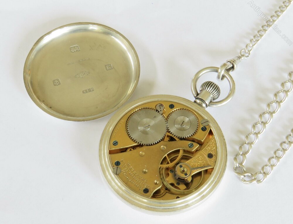 Antiques Atlas - Antique Silver Waltham Pocket Watch And Chain as170a12771