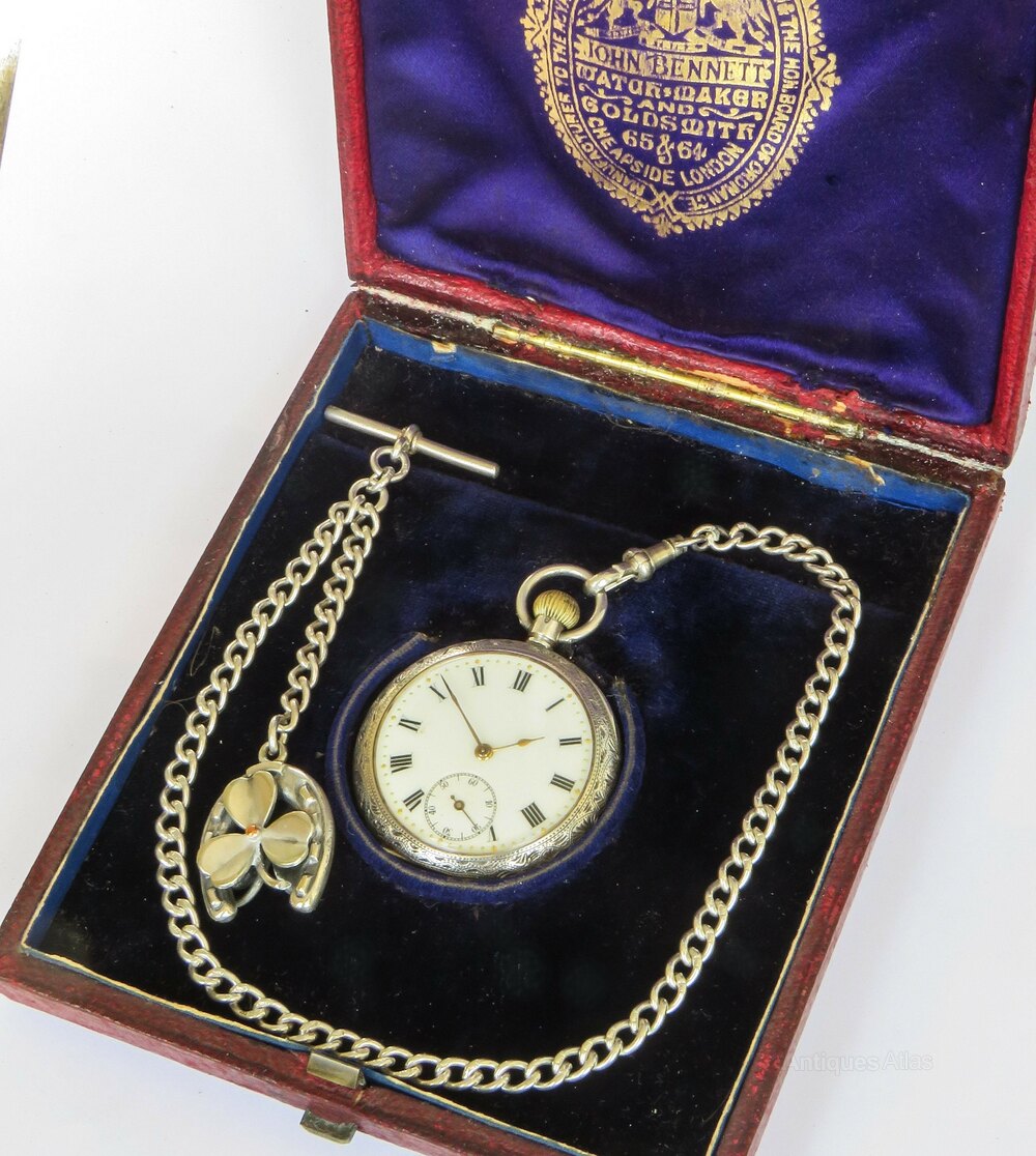 Antiques Atlas - Antique Silver Fob Watch And Chain as170a13700