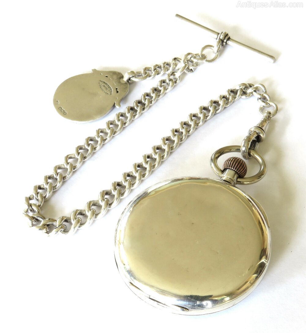 Antiques Atlas - Antique Silver Pocket Watch And Chain as170a13334