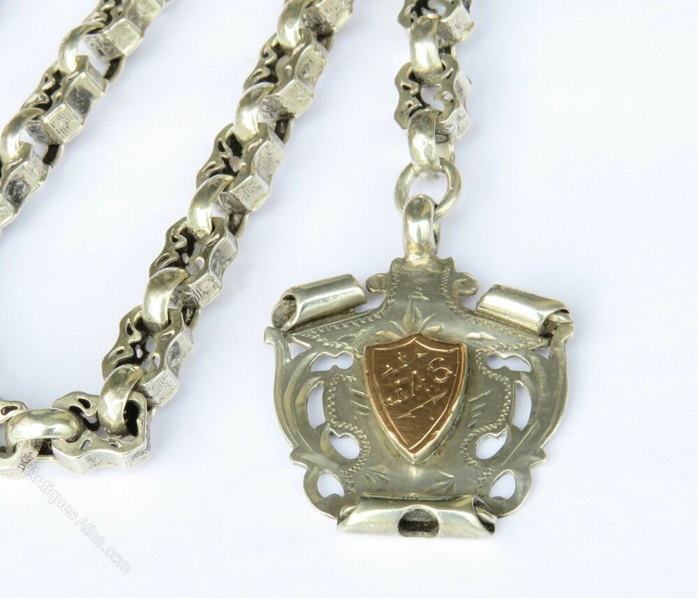 Antiques Atlas - Antique Silver Pocket Watch Chain And Fob as170a14243
