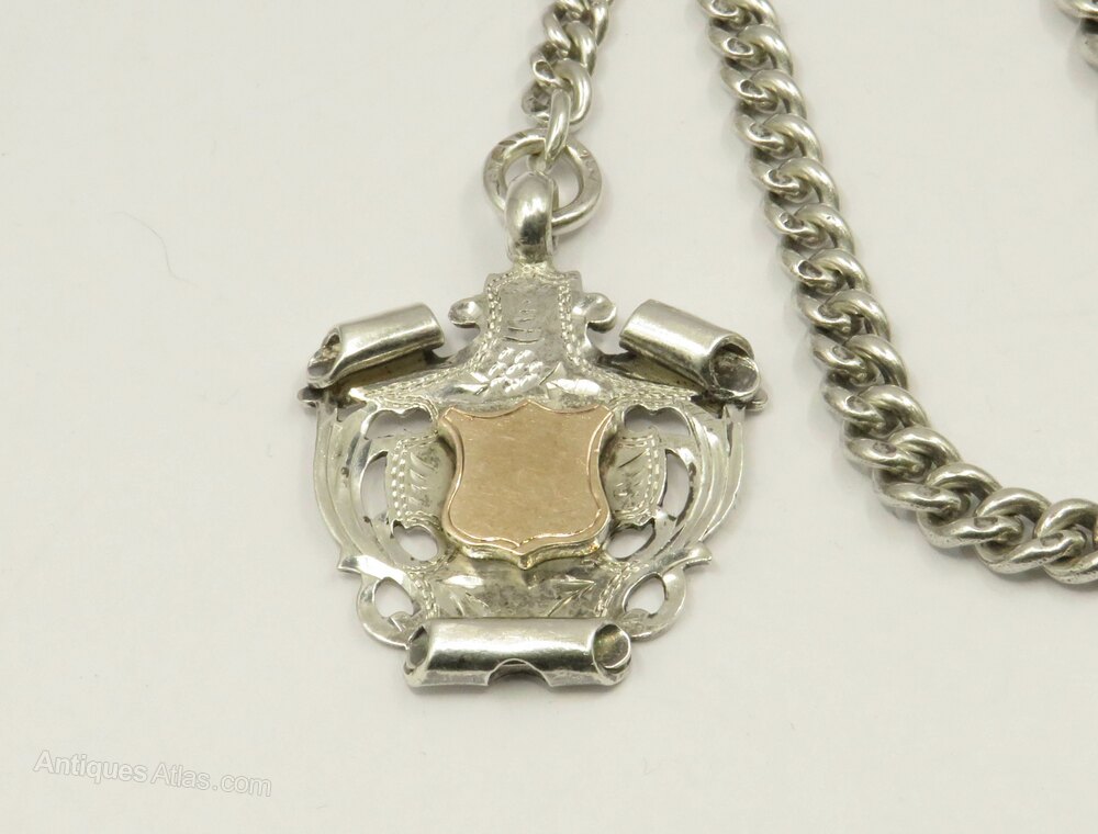 Antiques Atlas - Antique Silver Watch Chain And Fob, 1916 as170a12733