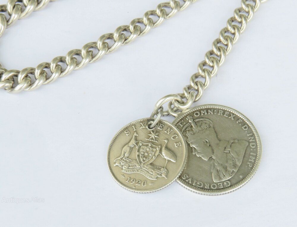 Antiques Atlas - Antique Silver Watch Chain And Fobs as170a12981
