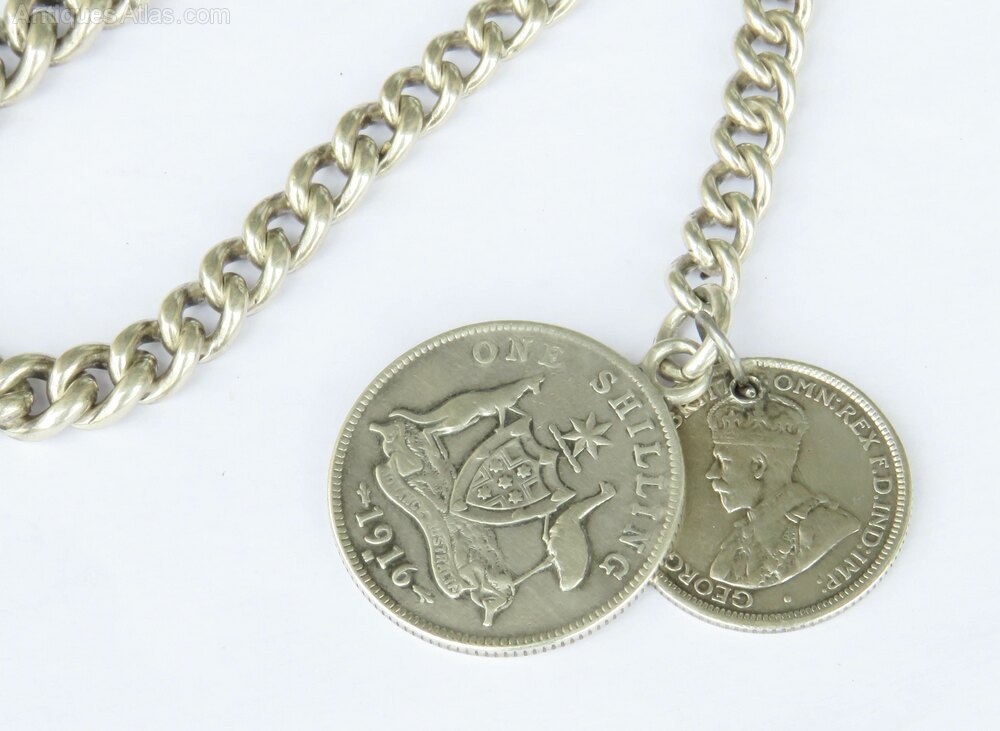 Antiques Atlas - Antique Silver Watch Chain And Fobs as170a12981