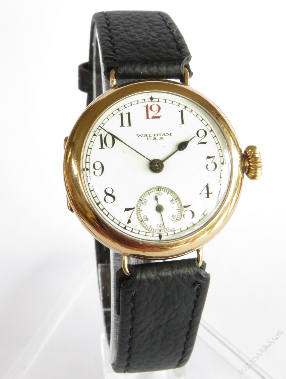 Antiques Atlas - Gents 1920s 9ct Gold Waltham Wrist Watch as170a10439