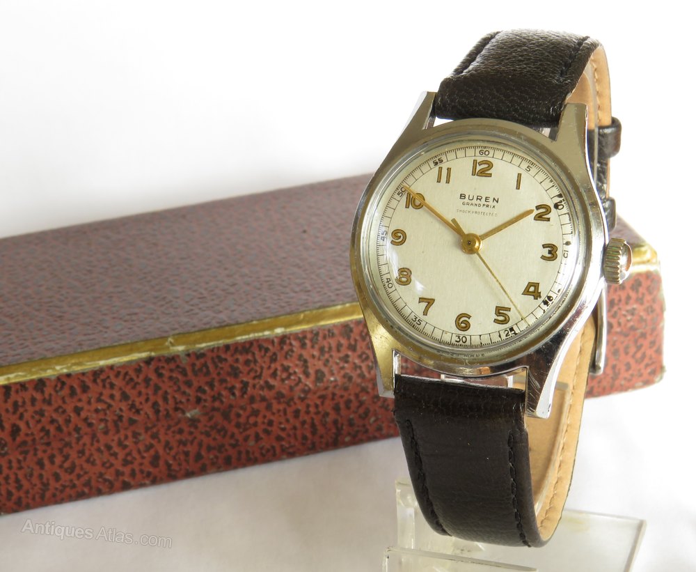 Antiques Atlas - Gents 1940s Buren Grand Prix Wrist Watch